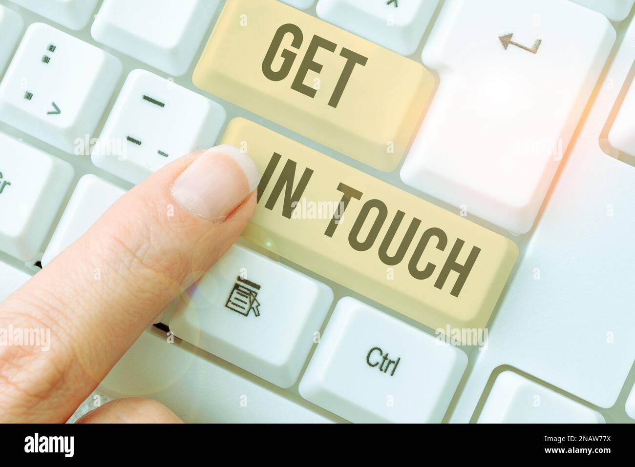 Hand writing sign Get In Touch. Business showcase Stay in contact ...