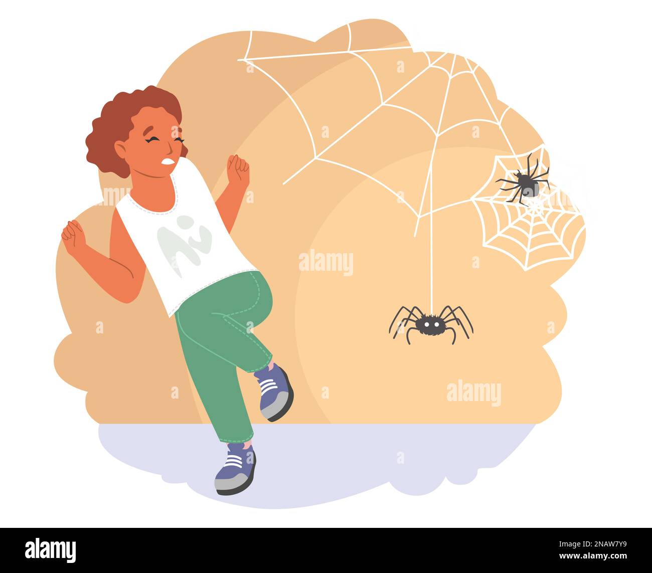 Child fears vector little girl scared of spiders Stock Vector Image & Art - Alamy