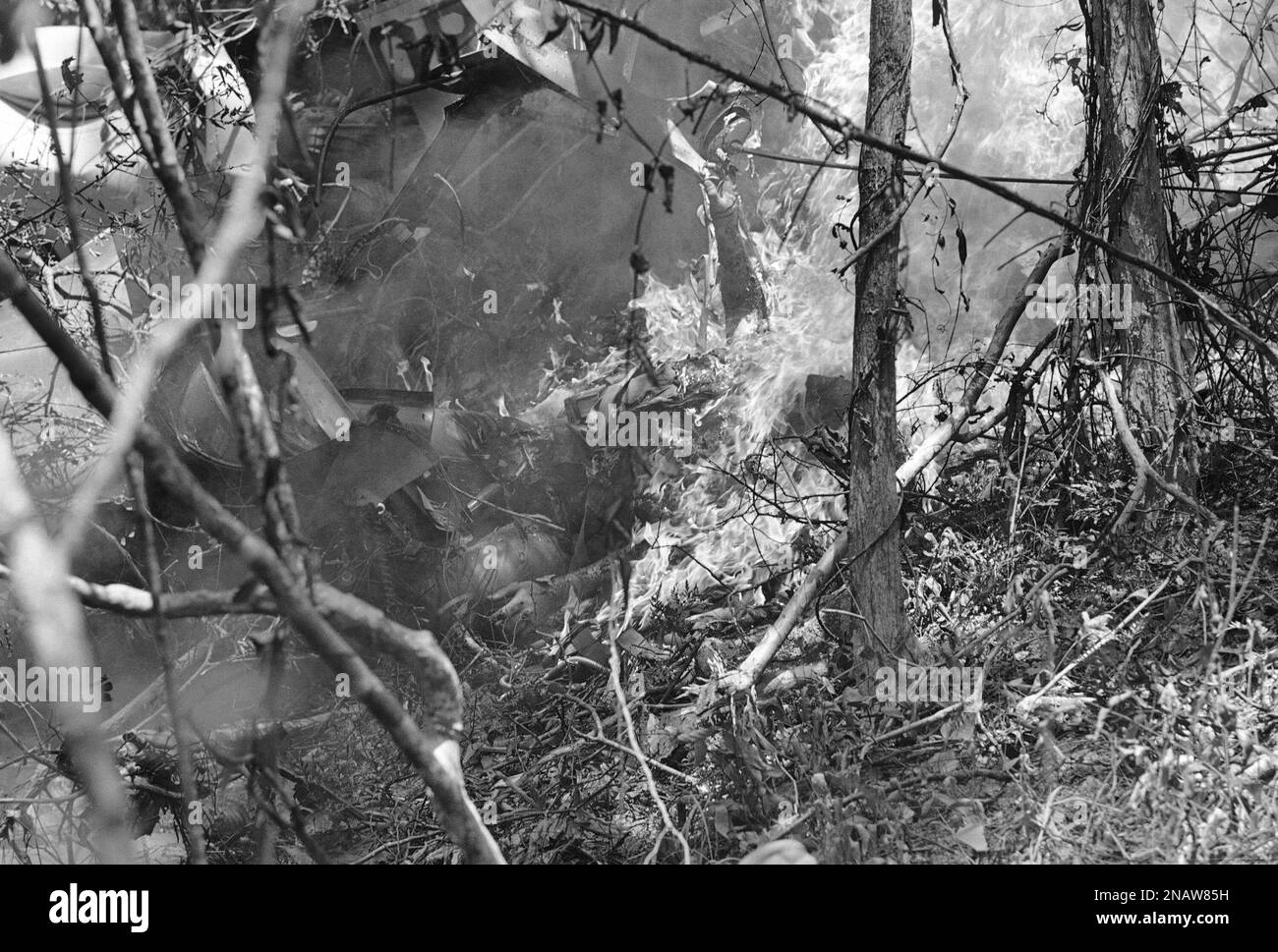 USAF L19 shot down on hillside where major battle being fought with a ...