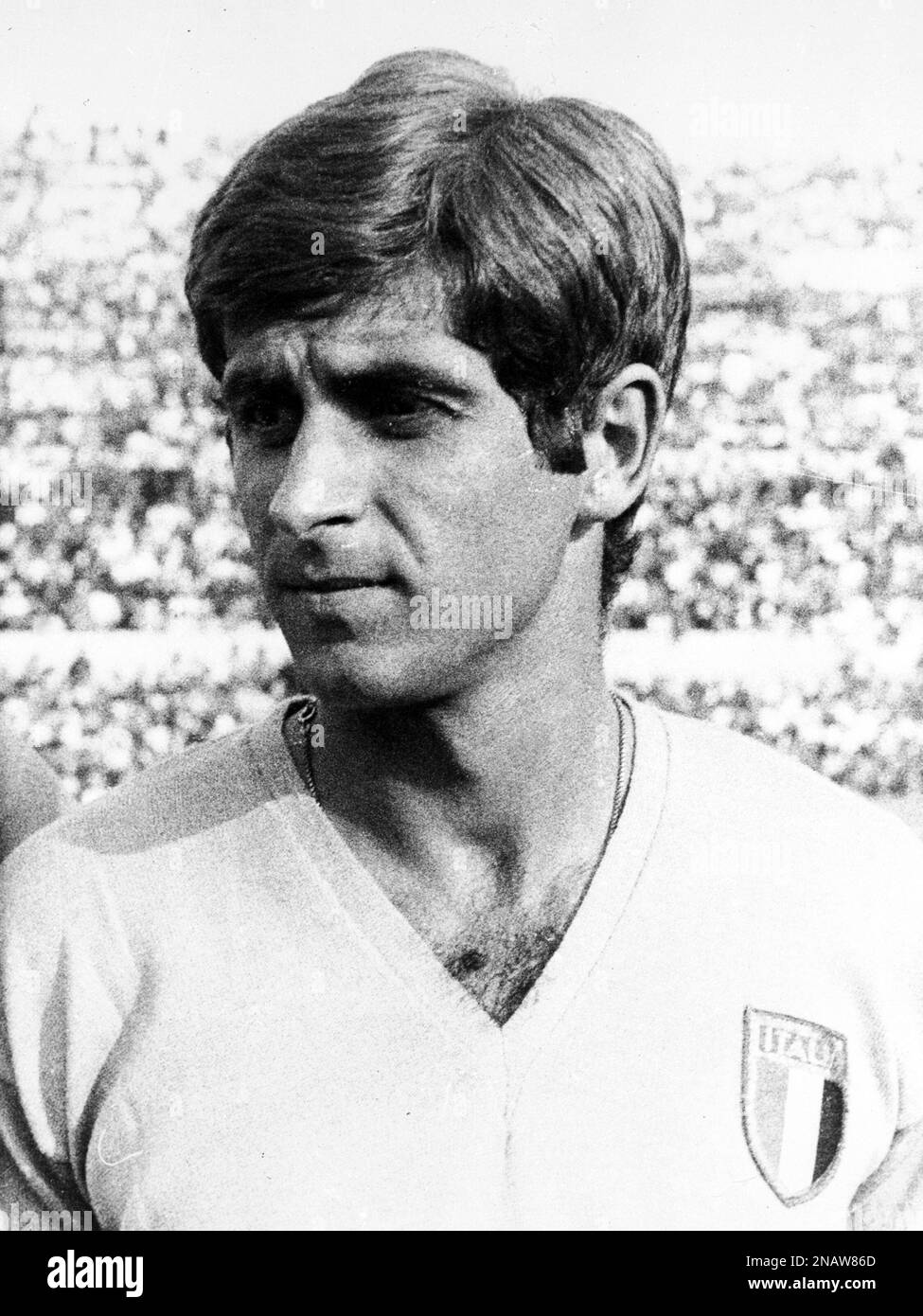 Portrait of footballer Gianni Rivera, left inside of the Italian ...