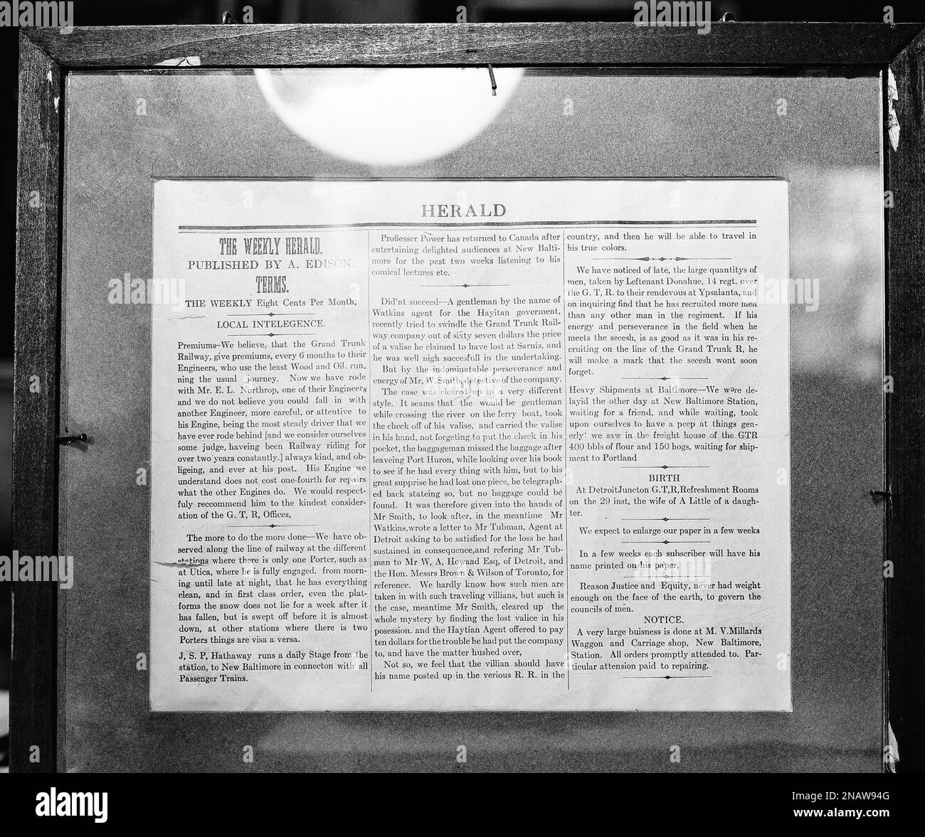 Newspaper edited by Thomas A. Edison when a boy of 15 years of age ...
