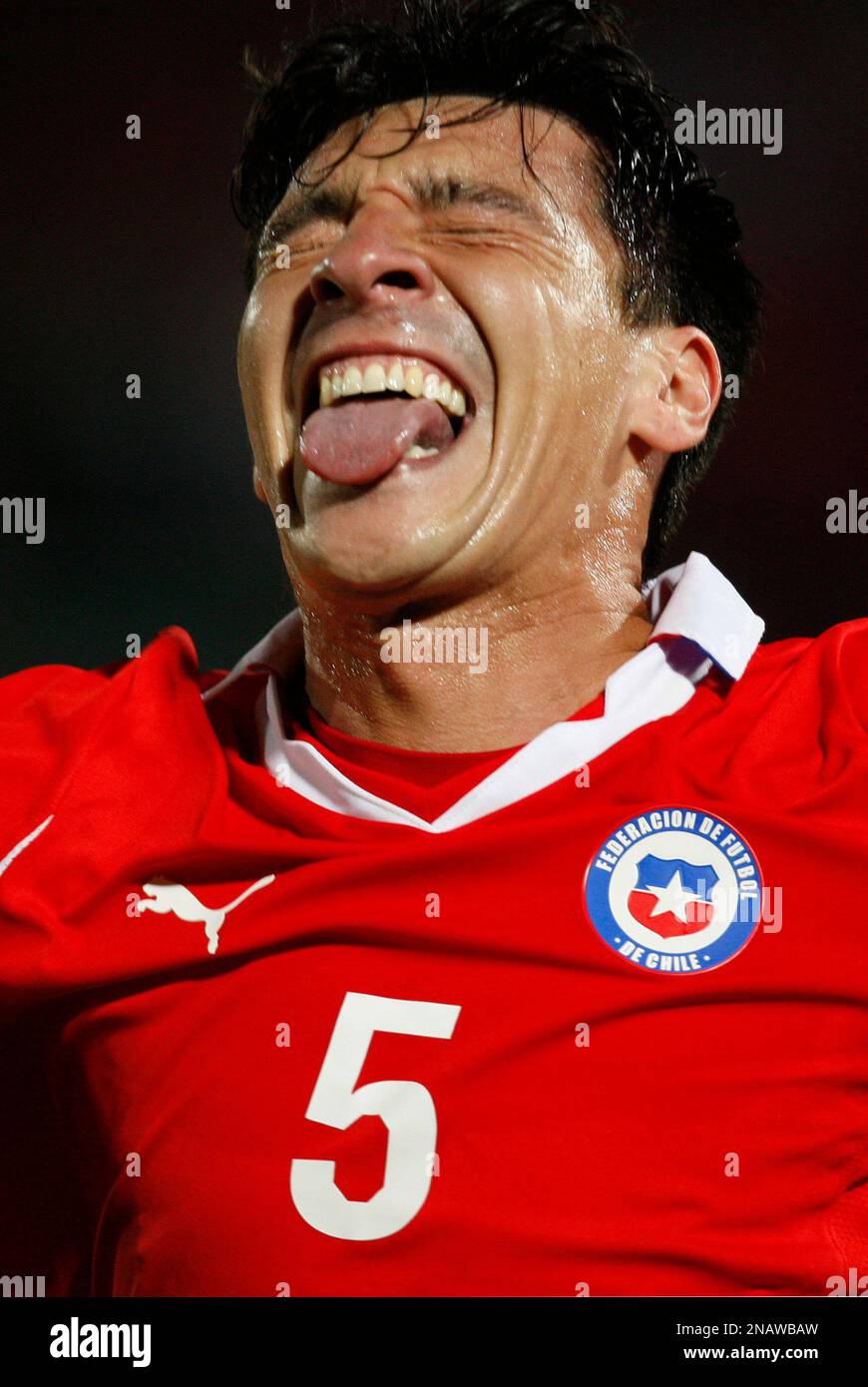 Chile's Pablo Contreras celebrates after scoring during a 2014 World ...