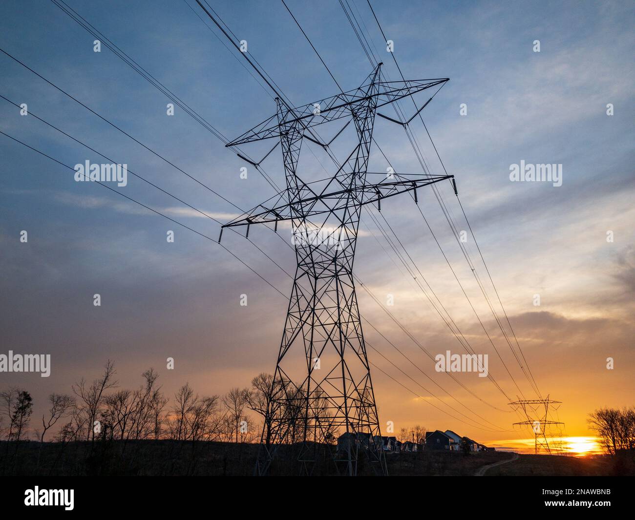 High Voltage Power lines Stock Photo - Alamy