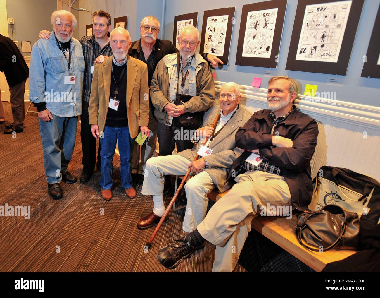 Mad Magazine cartoonists, from right to left, Sam Viviano, Jack Davis ...