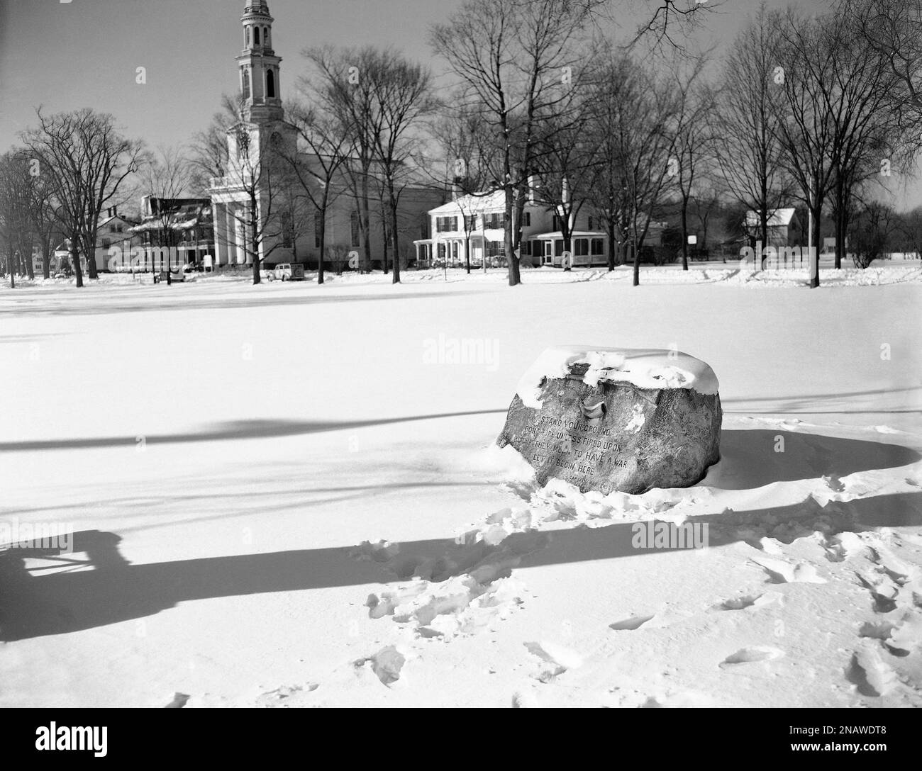 The Lexington common, Massachusetts on June 23, 1942, where first shots ...