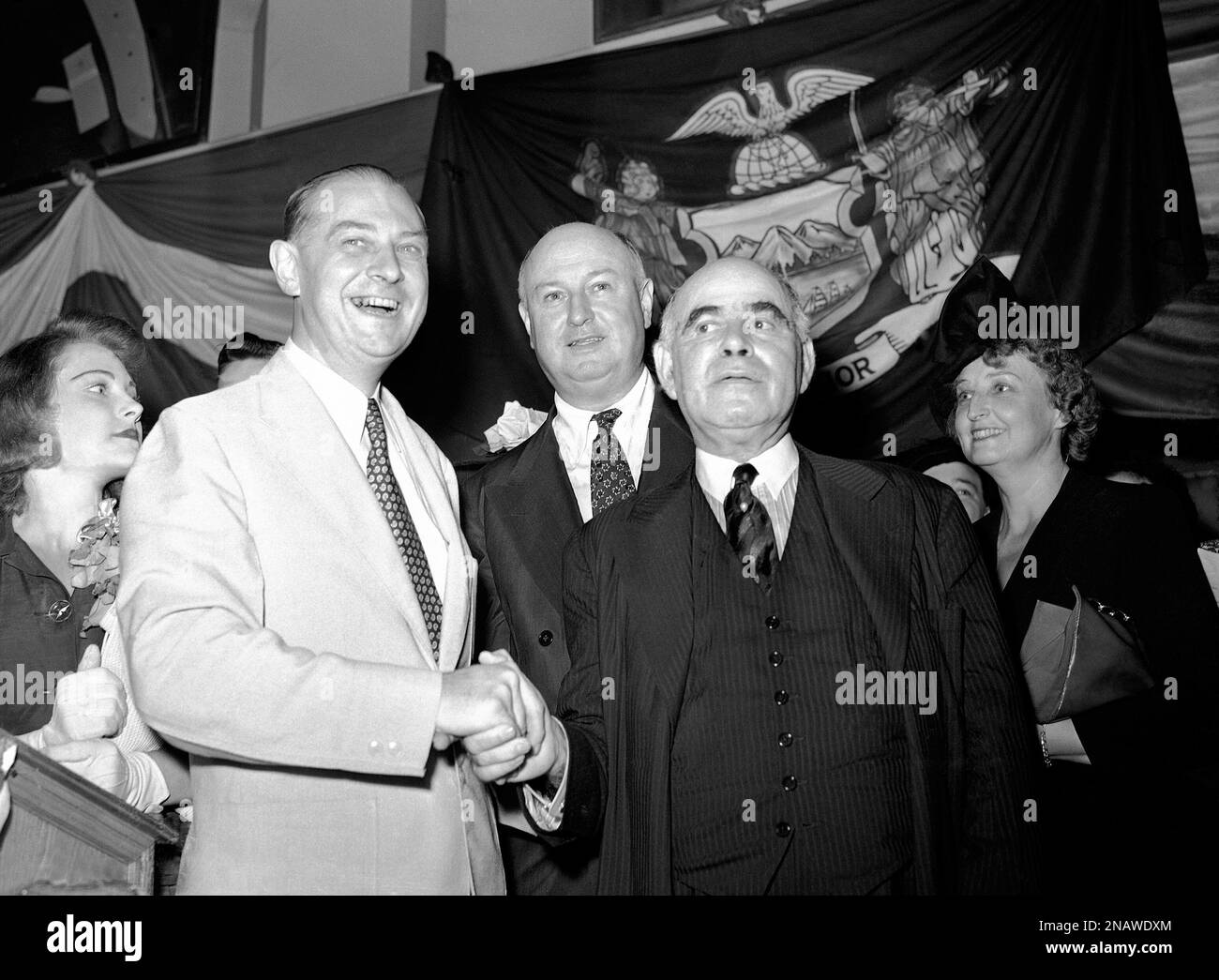 John J. Bennett, Jr., James A. Farley and Gov. Herbert Lehman at the ...