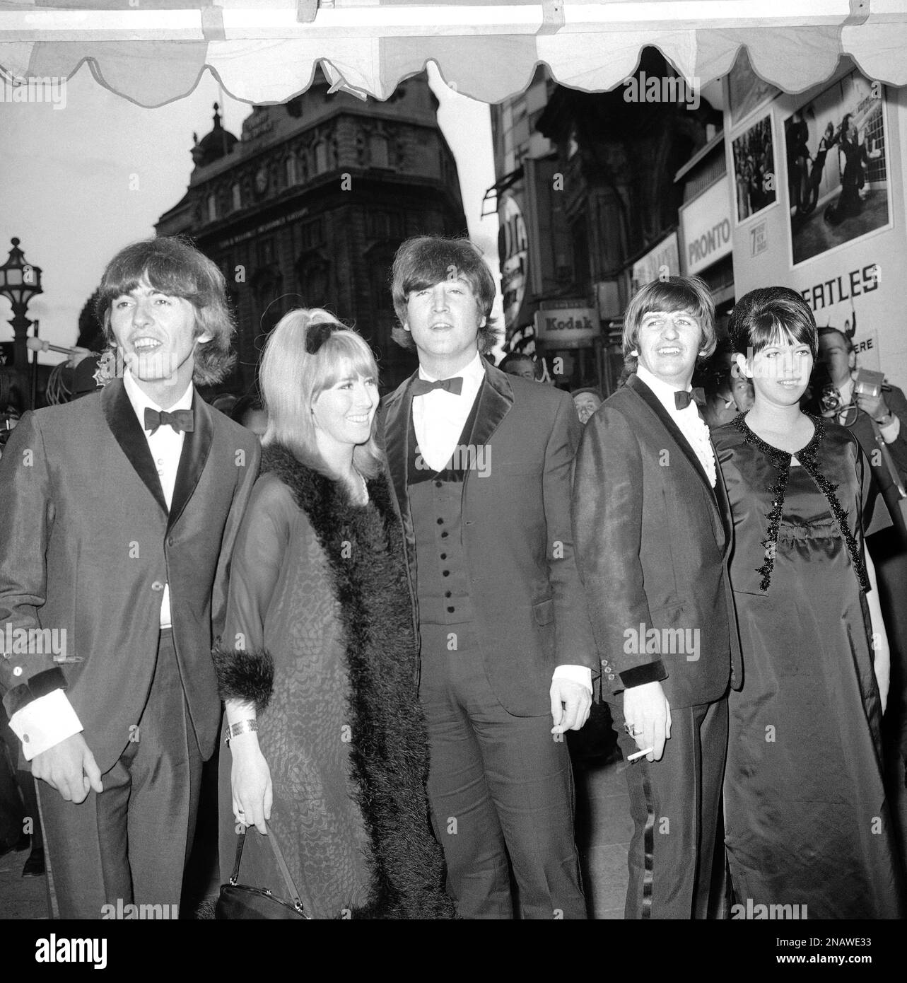 L-R: George Harrison; Cynthia Lennon; John Lennon; Ringo Starr and wife ...