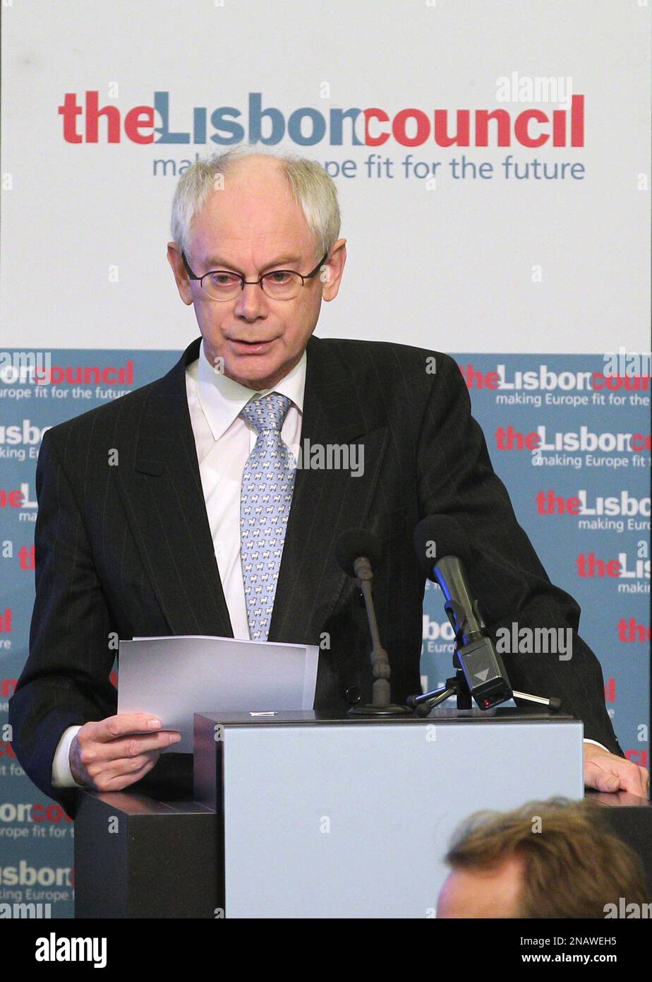 European Council President Herman Van Rompuy addresses the audience ...