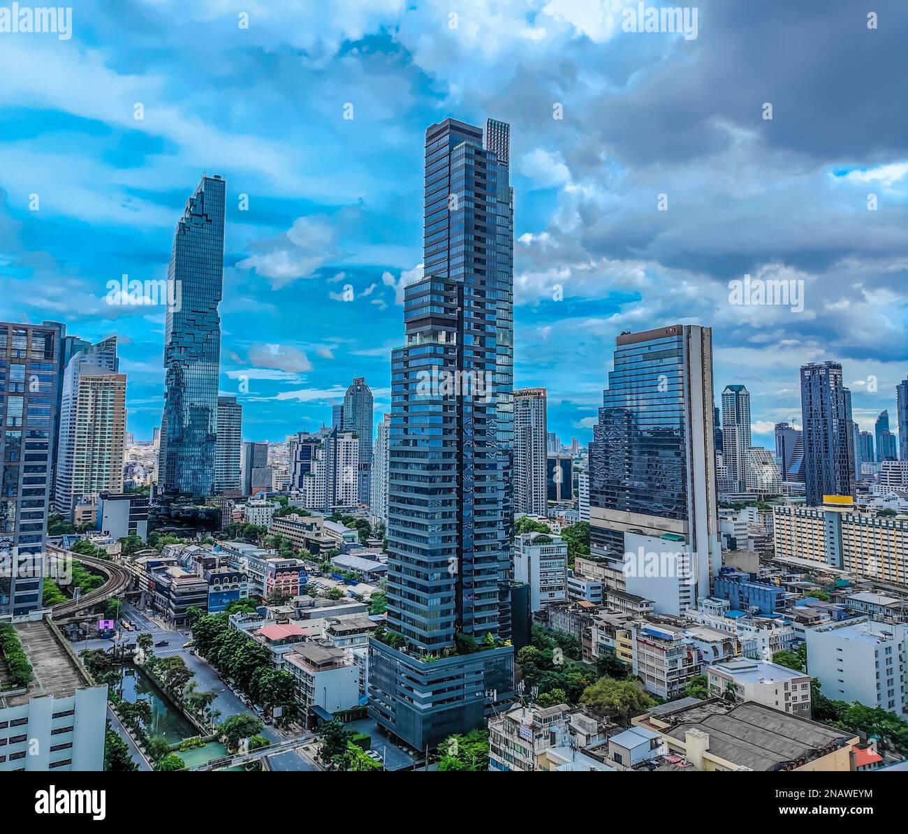Aerial view of Bangkok downtown skyline. Panorama of city center with skyscrapers Stock Photo ...