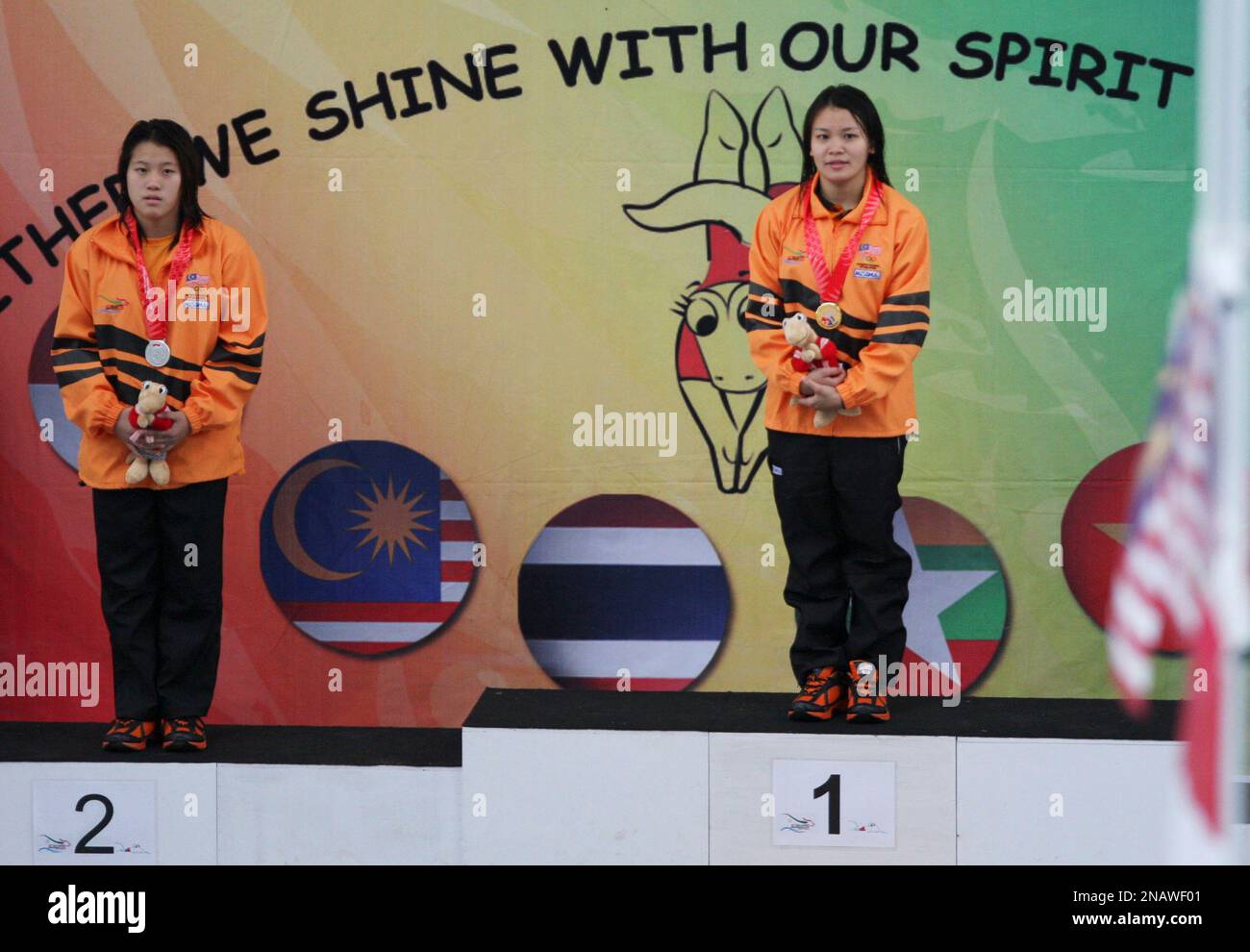 Malaysia's winner Cheong Jun Hoong, right, and second placer Ng Yan Yee ...