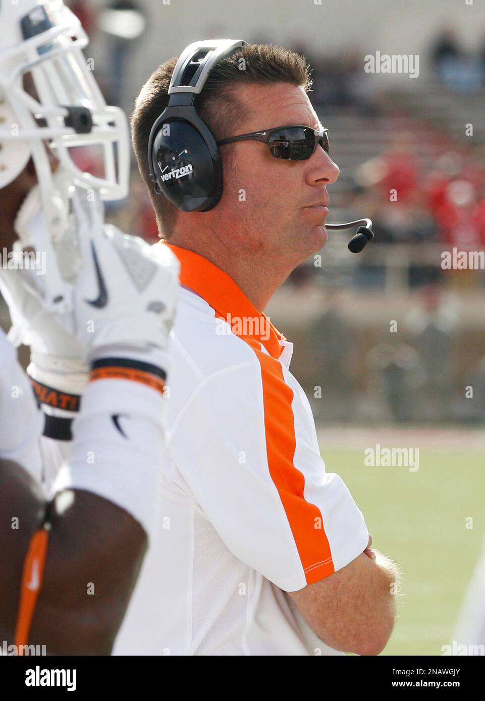 Oklahoma State head coach Mike Gundy is pictured in an NCAA college ...