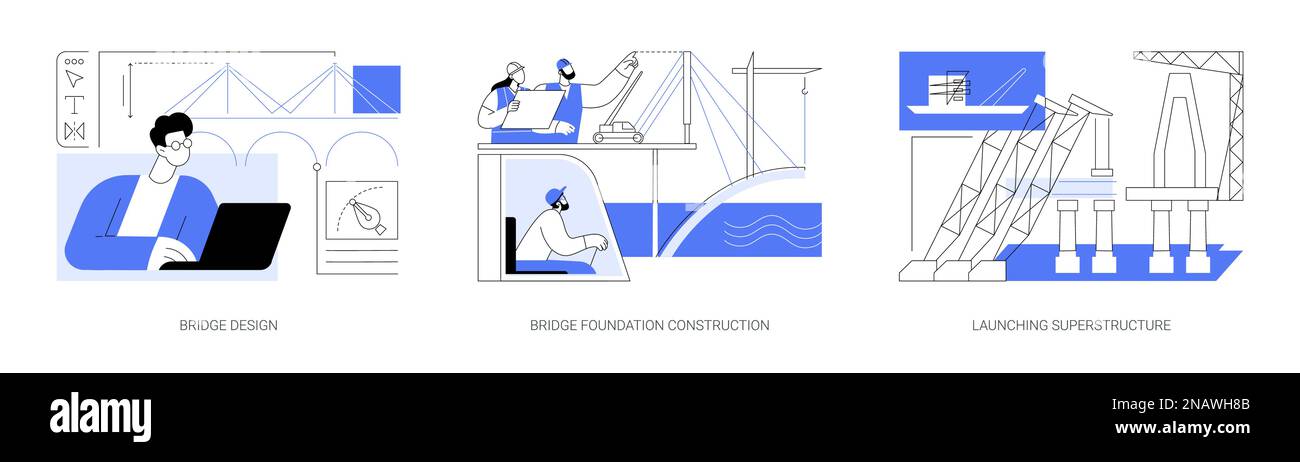 Bridge building abstract concept vector illustrations Stock Vector ...