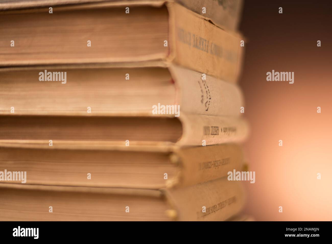 Many stacks of educational books at home preparing for exams on a white ...