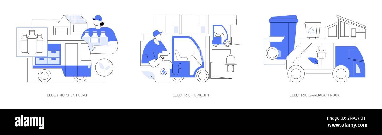 Industrial electric vehicles abstract concept vector illustrations ...