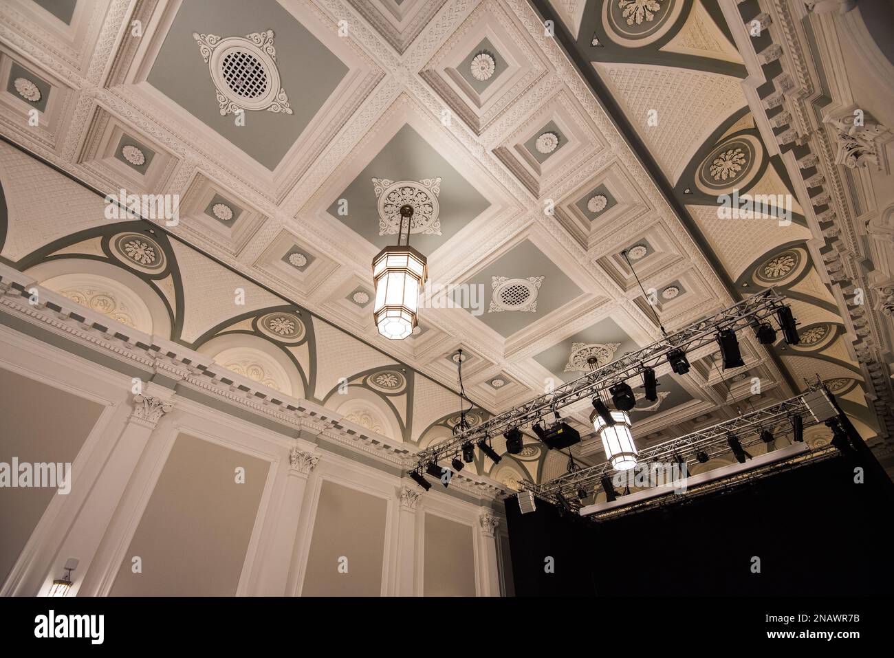 Ornate, painted ceiling Skipton Town Hall Stock Photo - Alamy