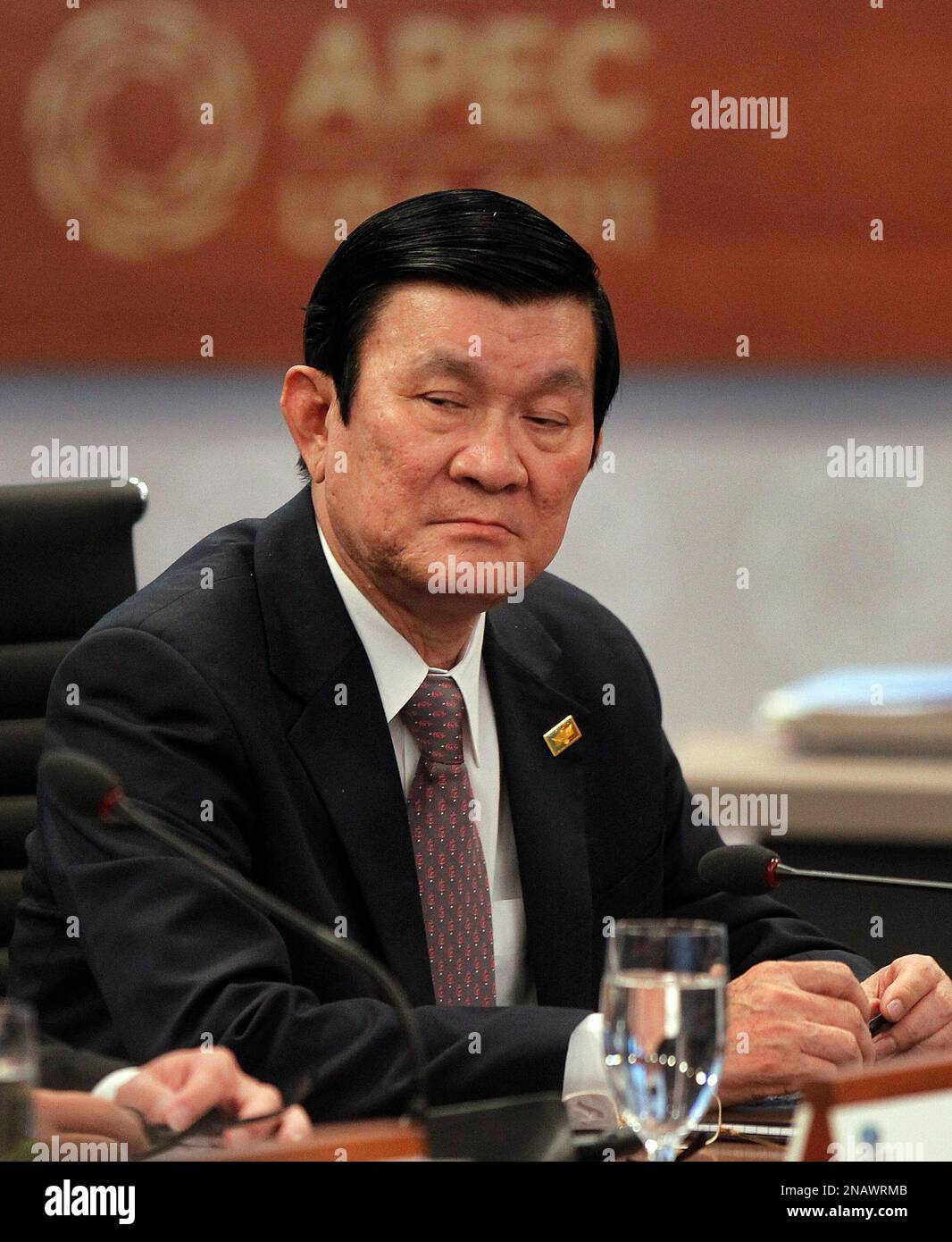 Vietnamese President Truong Tan Sang listens during the Asia-Pacific ...