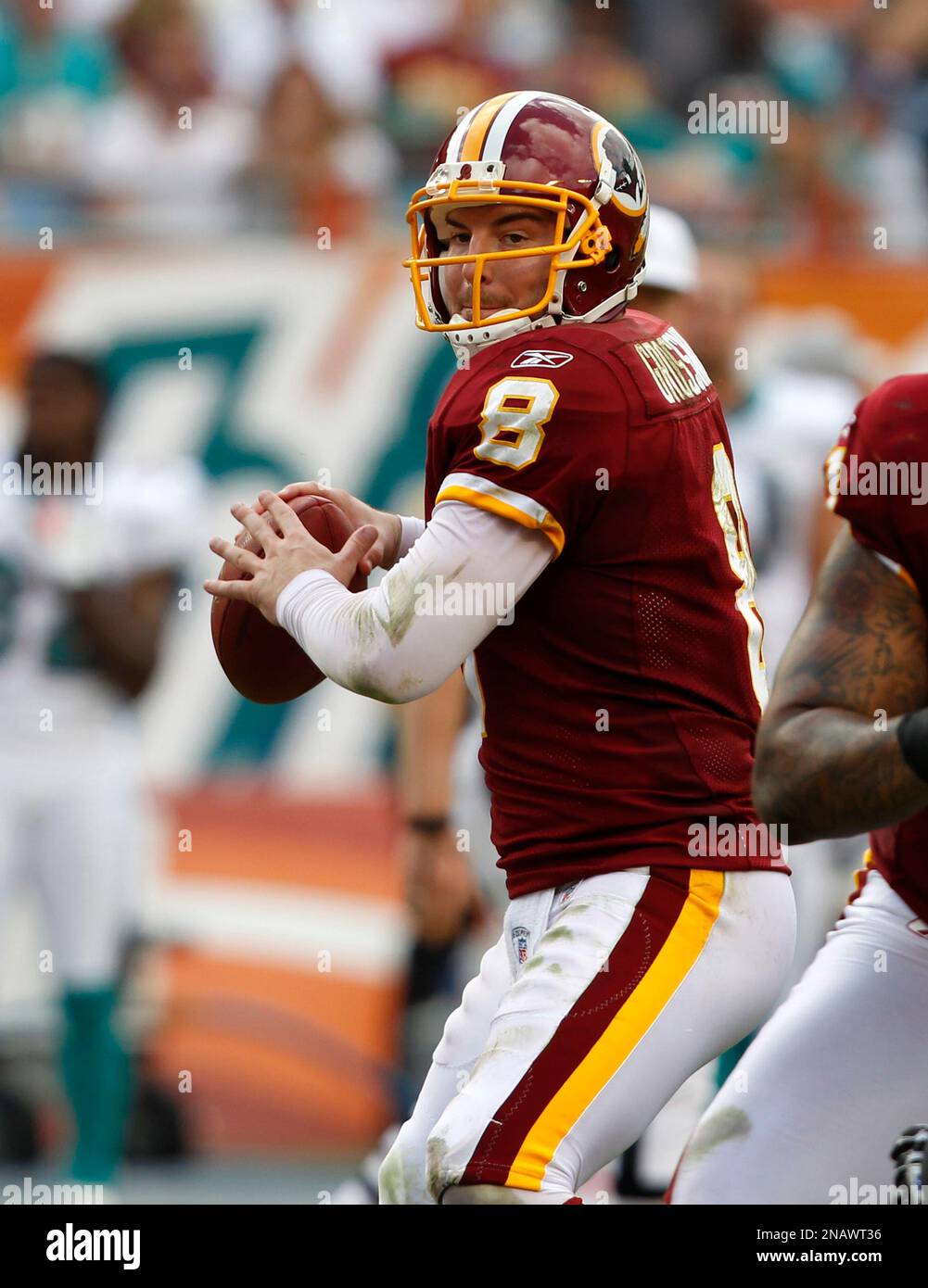 Washington Redskins quarterback Rex Grossman (8) looks to pass in the ...