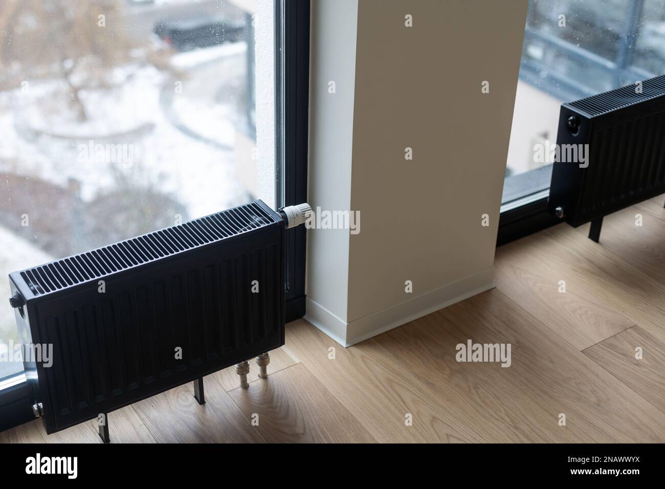 Cast iron radiator heater for home. Black heating battery Stock Photo ...