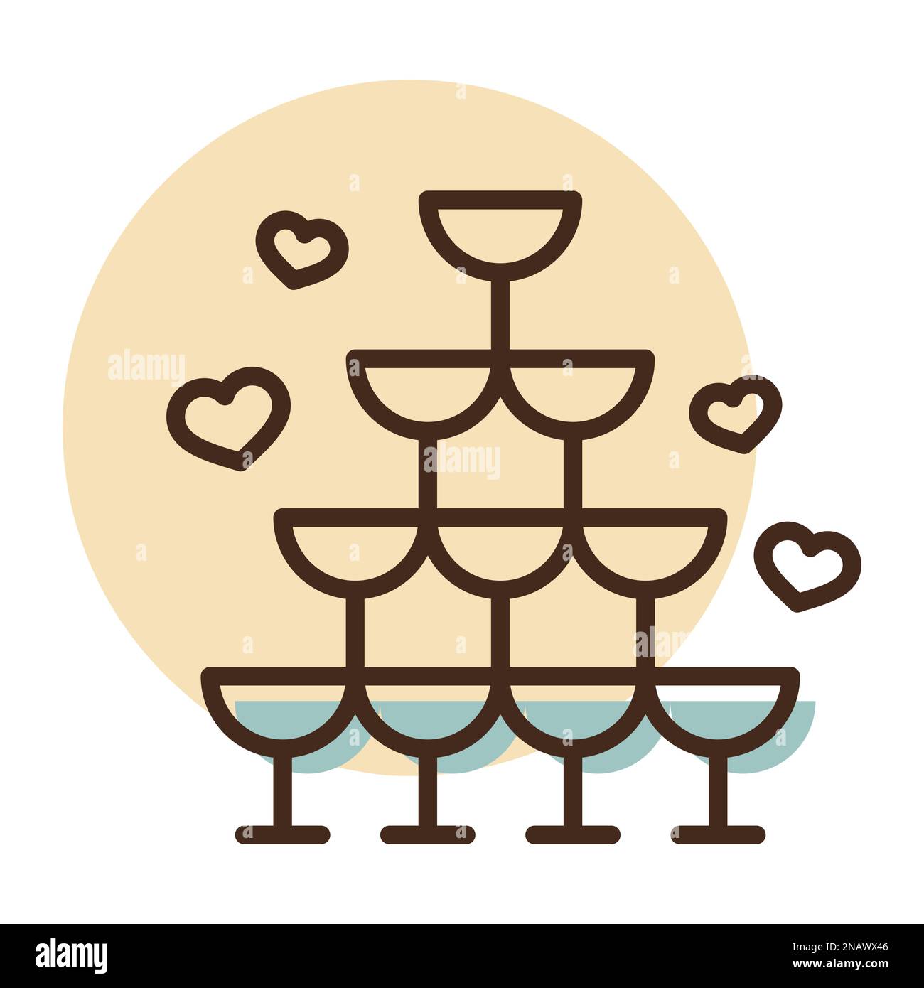 Wedding pyramid from glasses isolated icon. Vector illustration ...