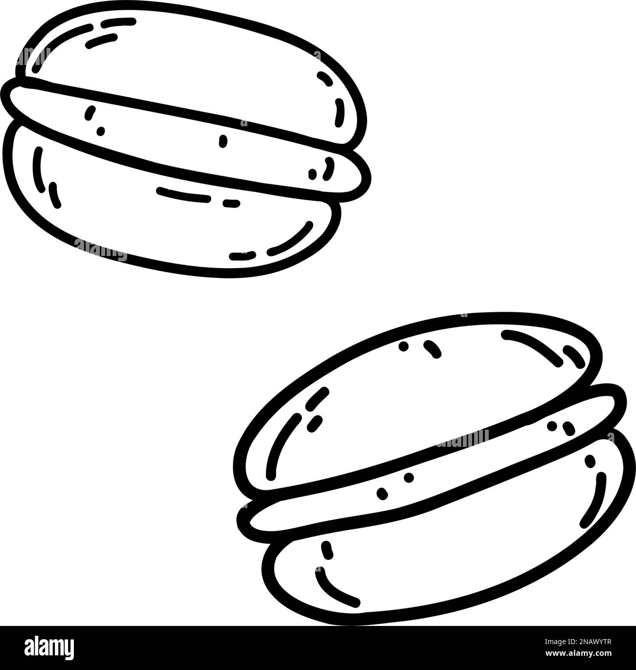 Hand drawn doodle macaroon cookies. Vector illustration of sweet ...