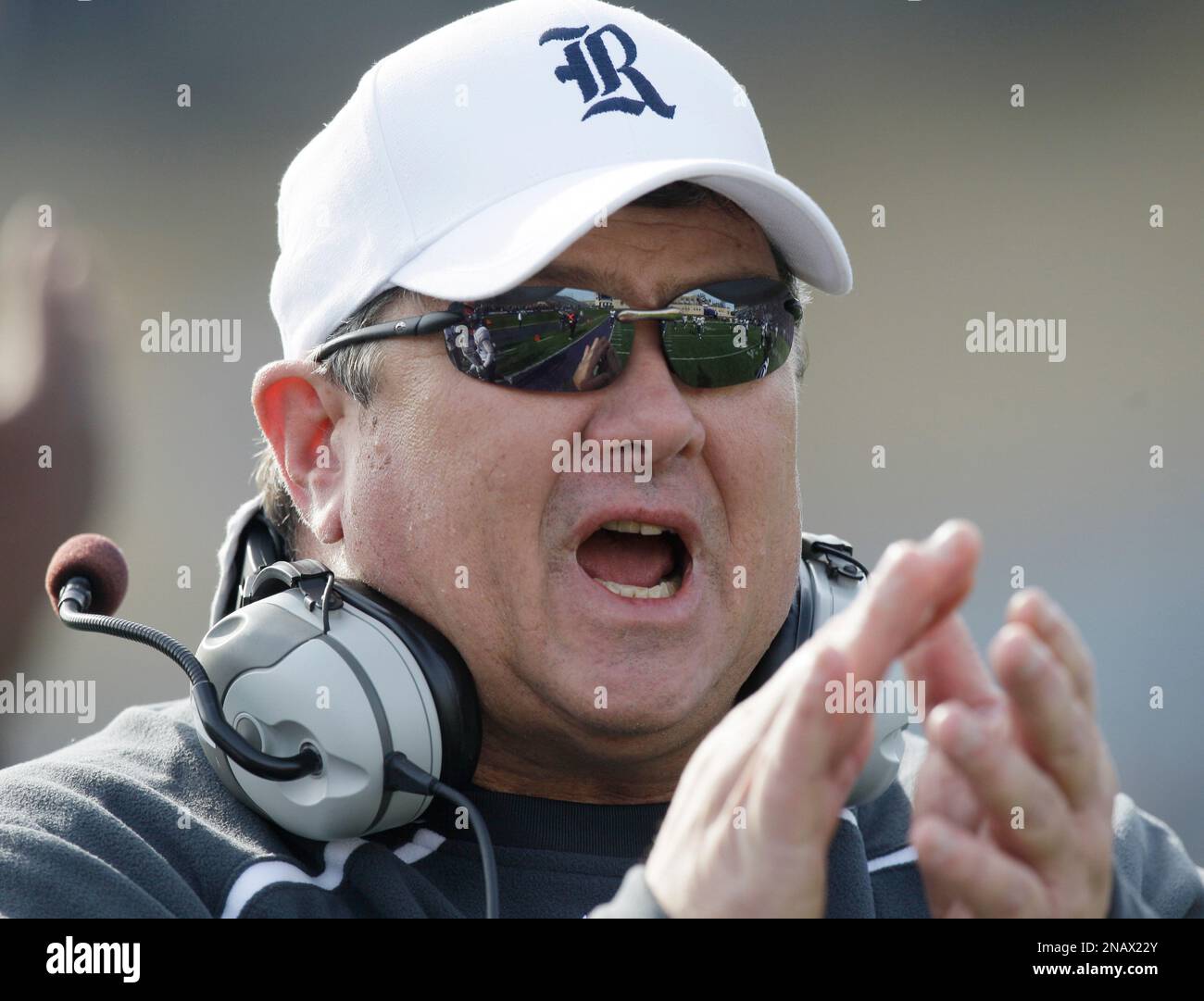 Rice head coach David Bailiff yells to his team in the first half of an ...