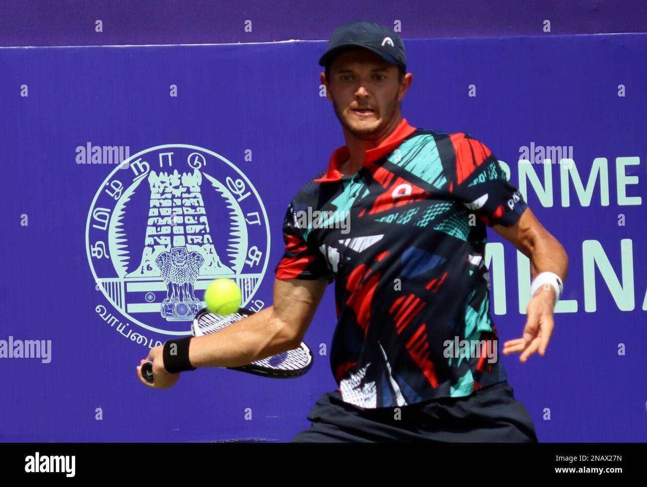 CHENNAI, 13/02/2023, Ukrainian Vladyslav Orlov plays a shot against ...