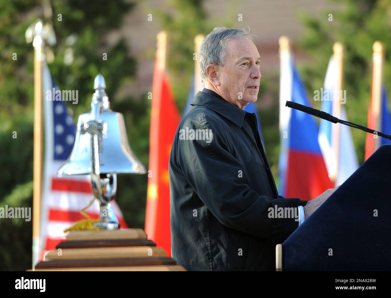 New York City Mayor Michael R. Bloomberg speaks during the Flight 587 ...