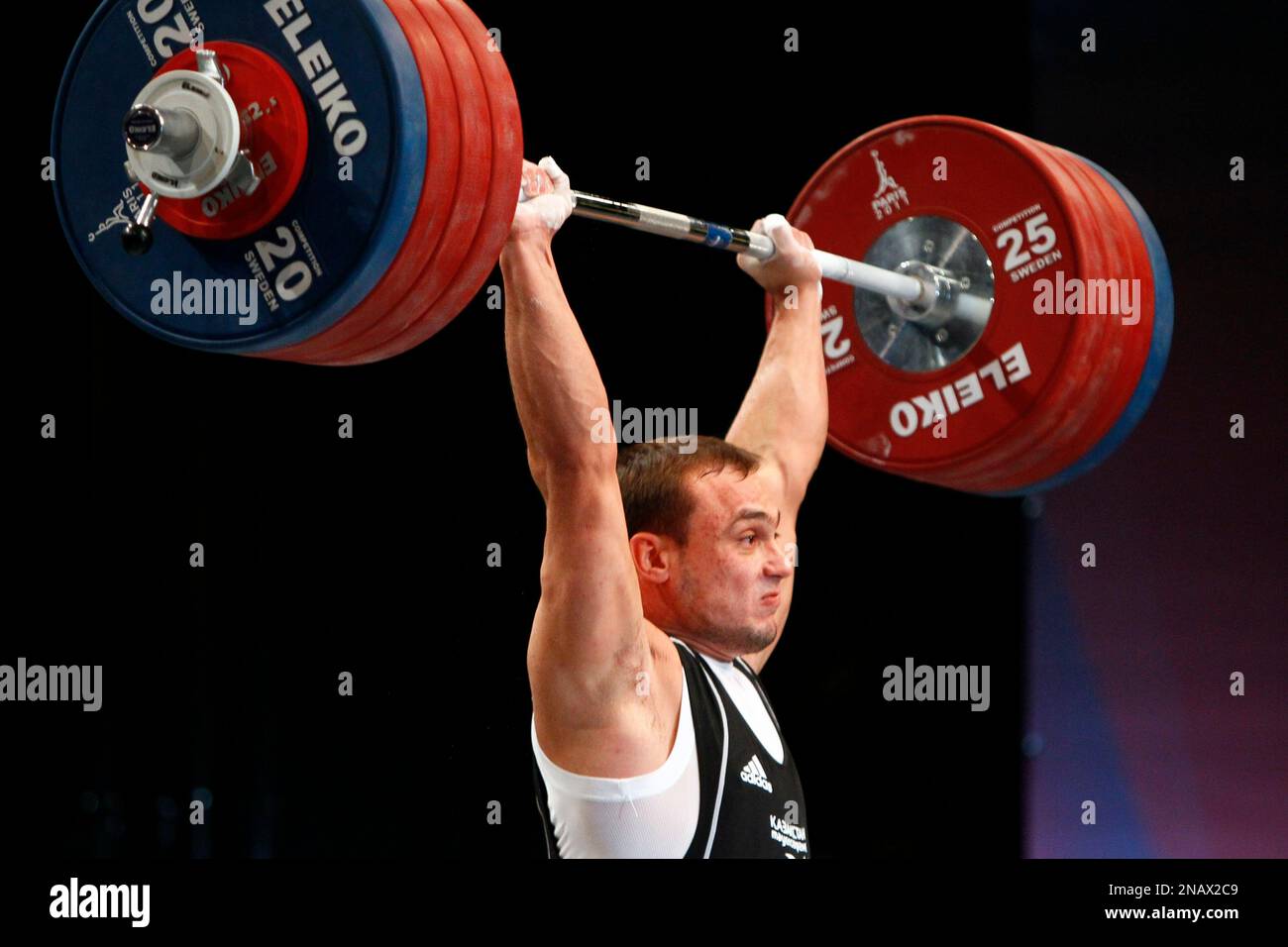 Ilya Ilyin from Kazakhstan competes in the snatch of the Men's 94kg ...