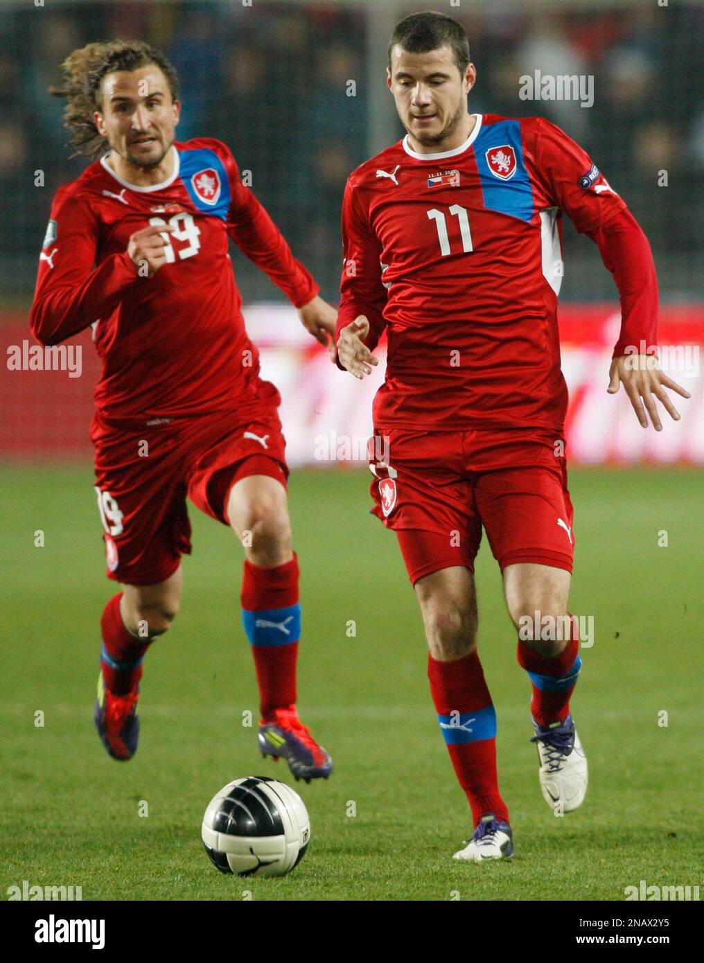 Czech Republic's Daniel Pudil, right, and Petr Jiracek, left, during ...