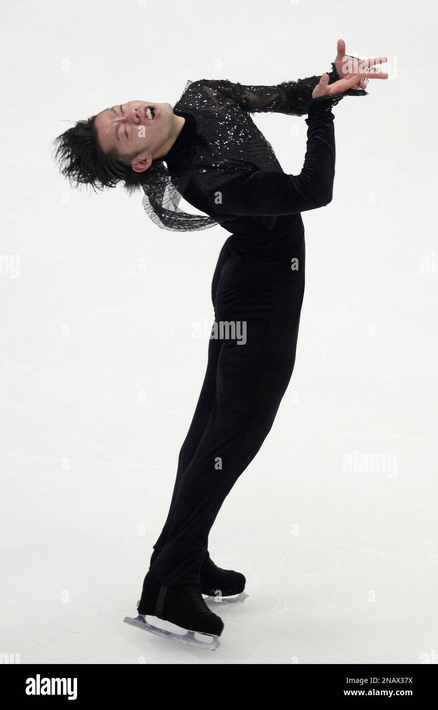 Daisuke Takahashi of Japan performs during the men's short program ...