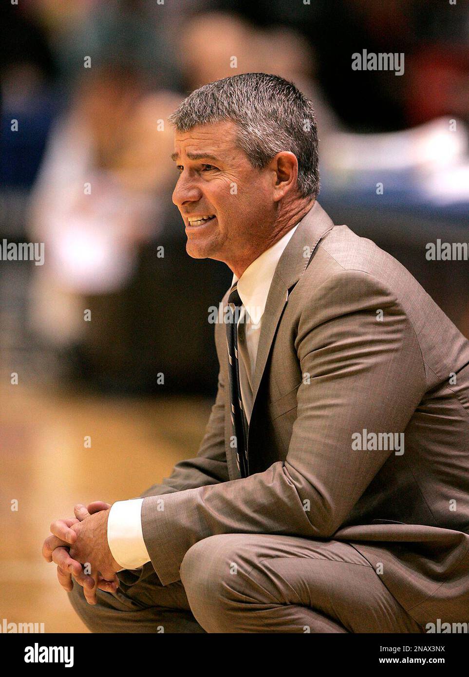 Boise State head coach Leon Rice looks on as his team plays against ...