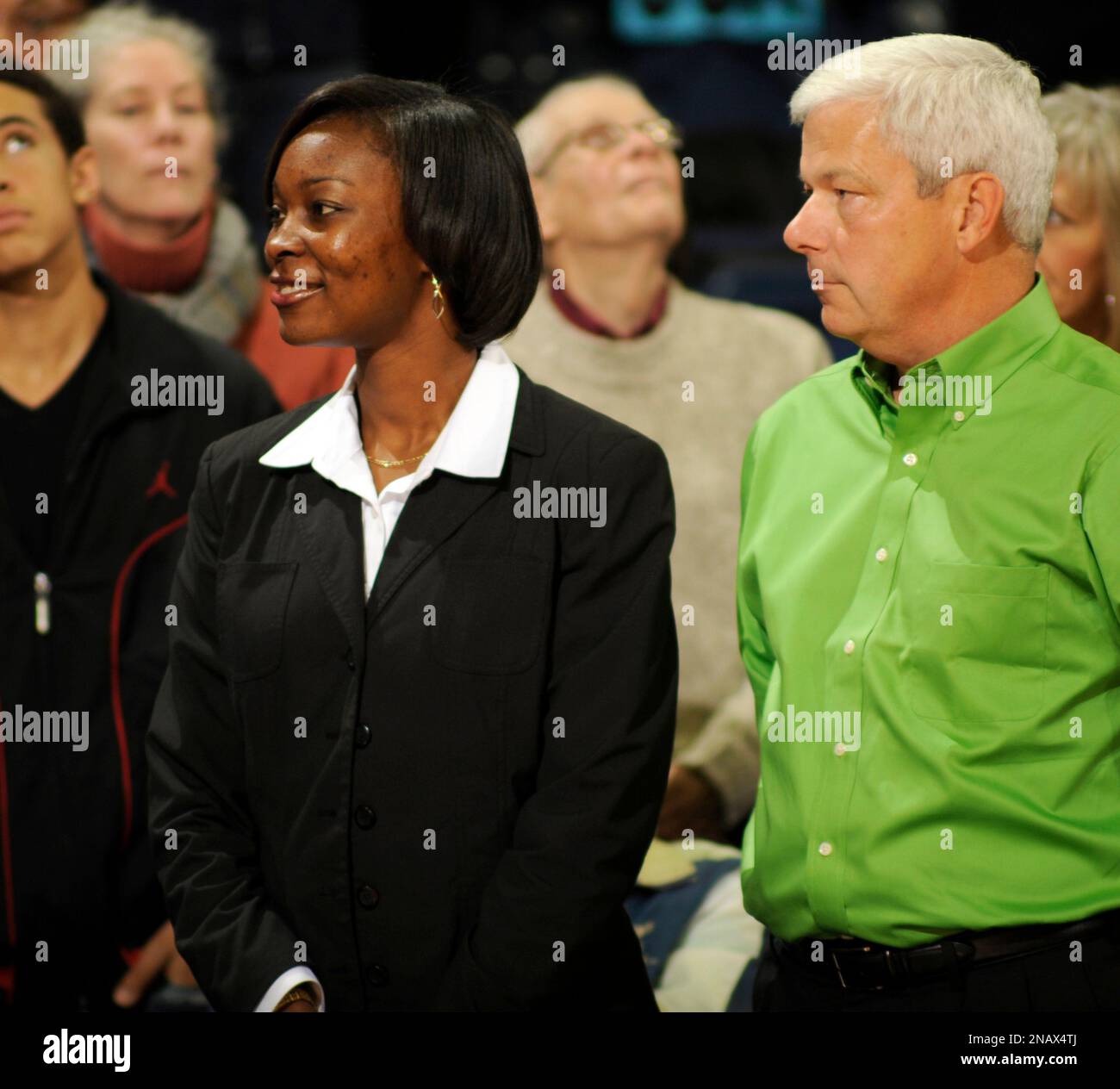 Former Notre Dame women's basketball player Danielle Green, left ...