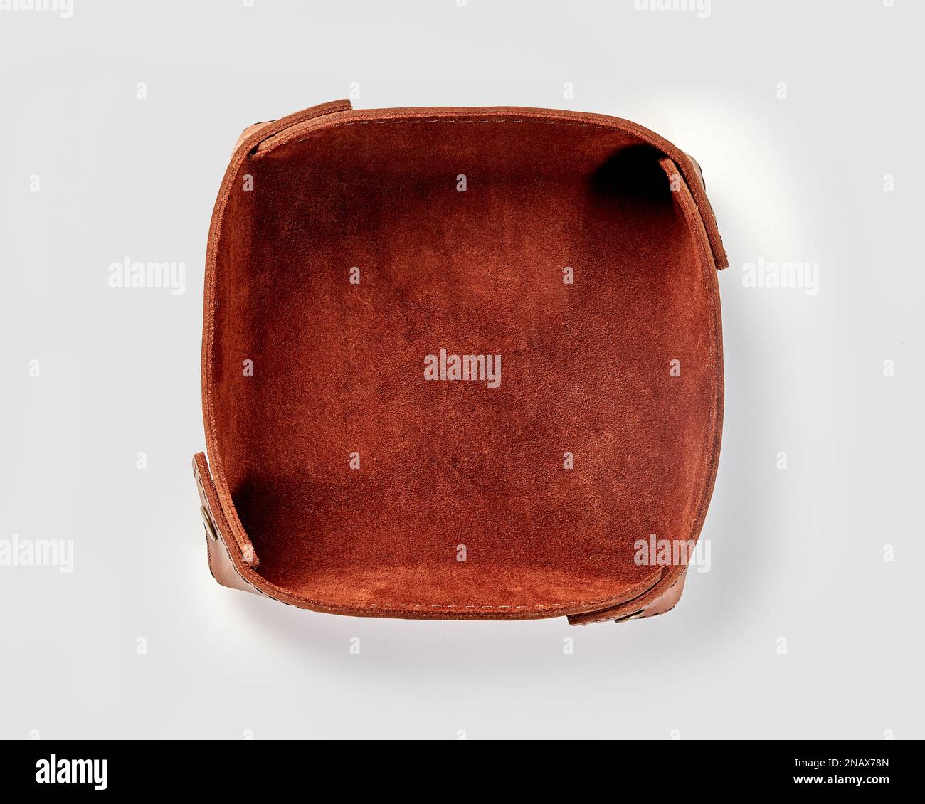 Folding copper-colored leather tray for keeping keys or small change ...