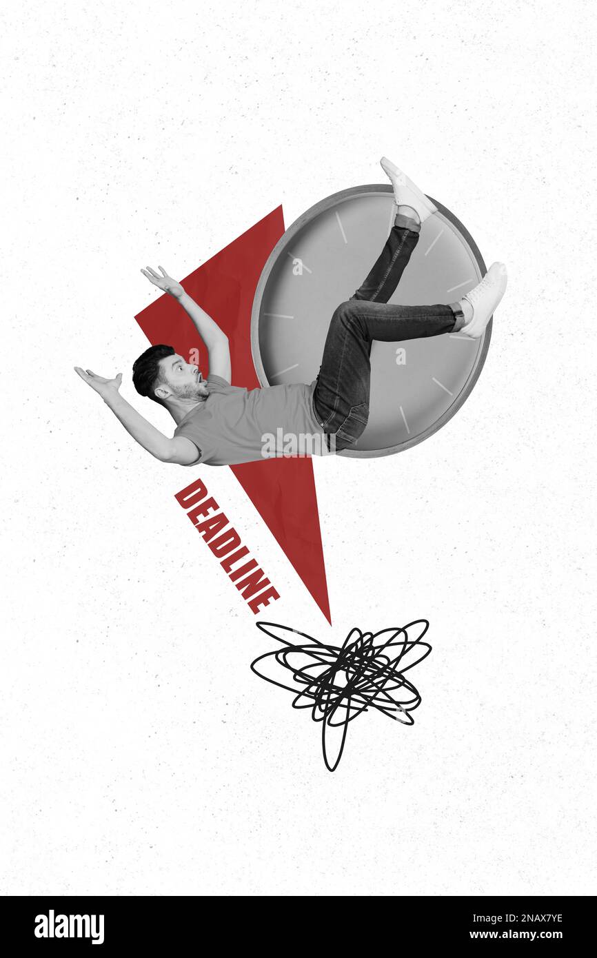 Vertical composite photo design of terrified stressed handsome guy ...