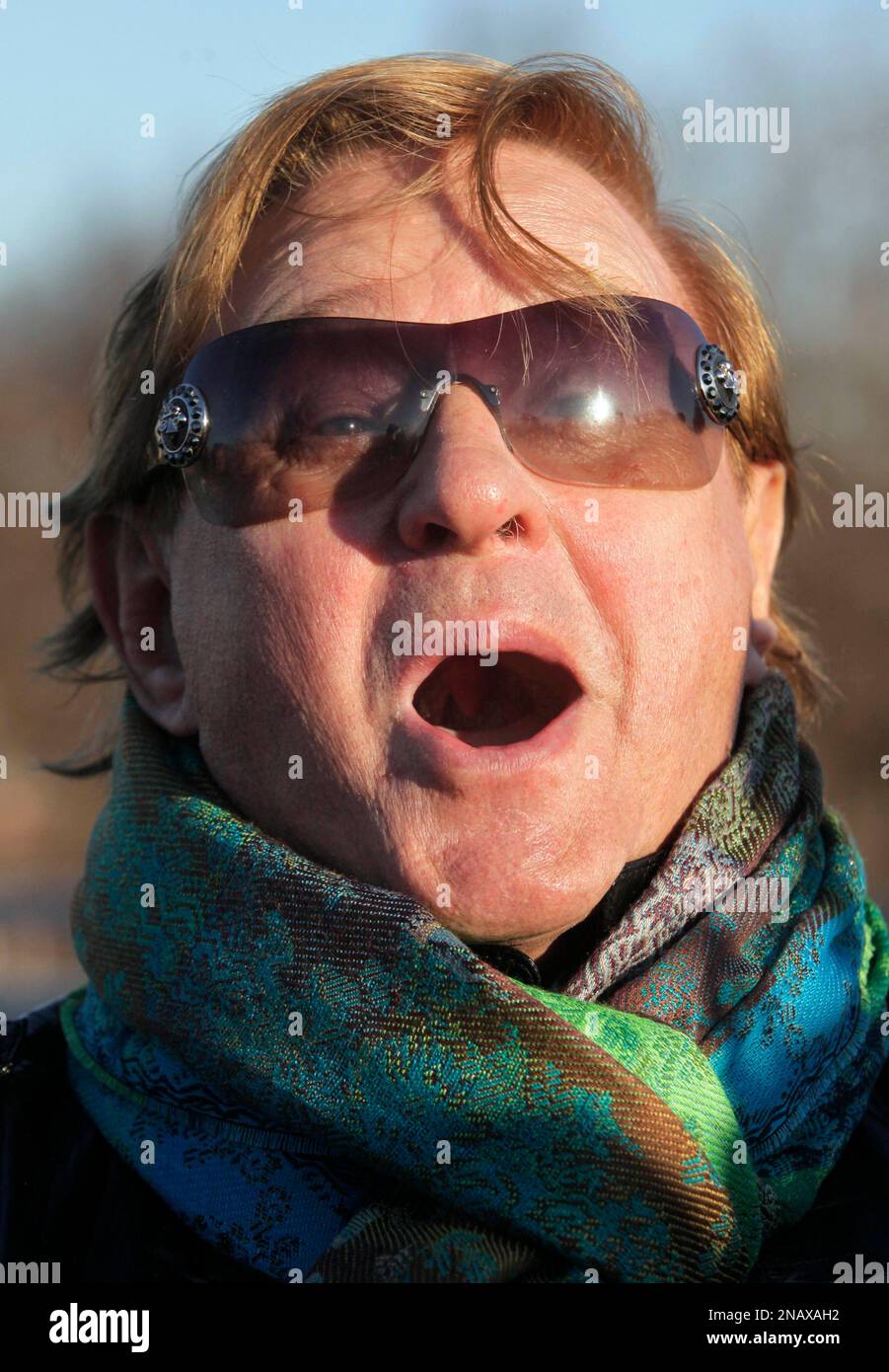 Russian theater director Roman Viktyuk stands with his mouth open ...