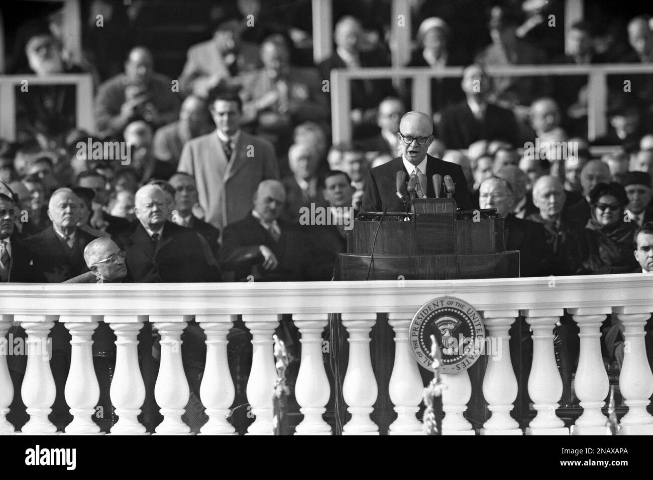 President Dwight D. Eisenhower delivers his inaugural address after he ...