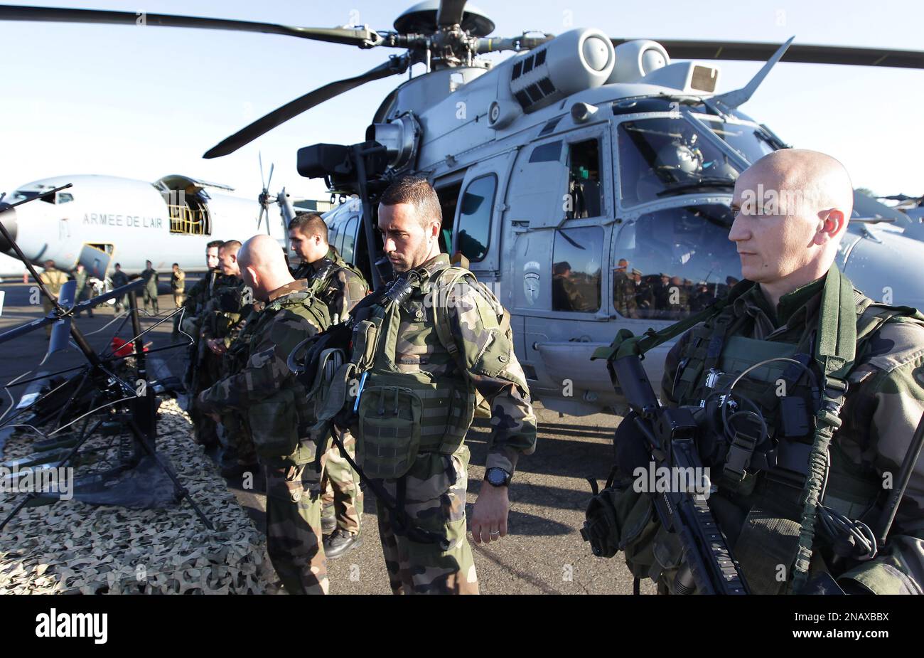 An Caracal helicopter with French commandos during a military exercise ...