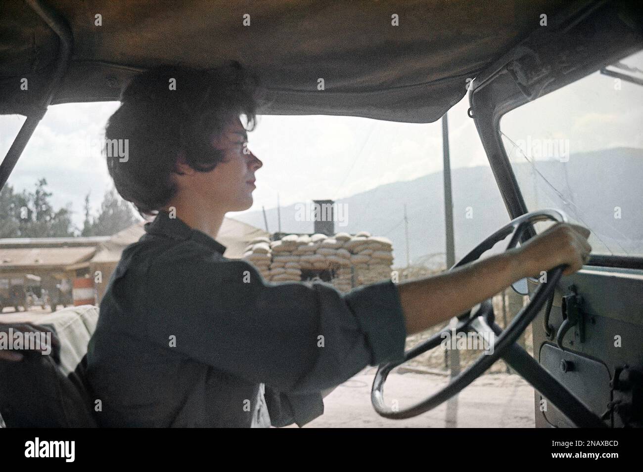 Army nurse 2nd Lt. Roberta Steele, 23, drives jeep in Qui Nhon, South ...