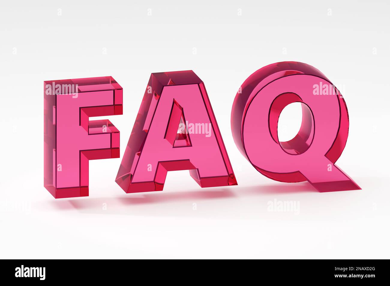 3d render illustration of FAQ letter on red block cubes on light ...