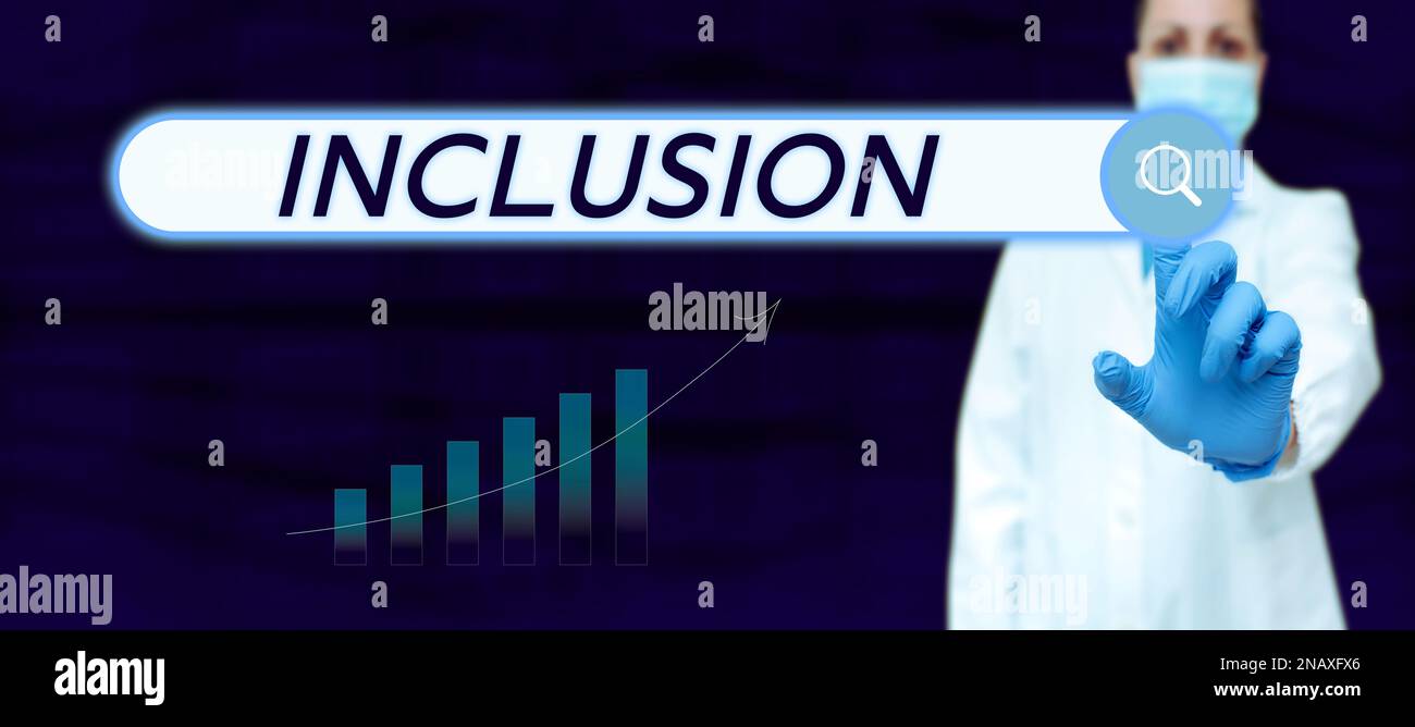 Text caption presenting Inclusion. Internet Concept action state ...
