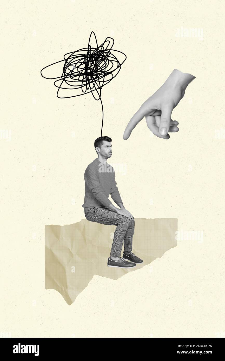 Collage photo picture poster image of unhappy jobless man victim ...