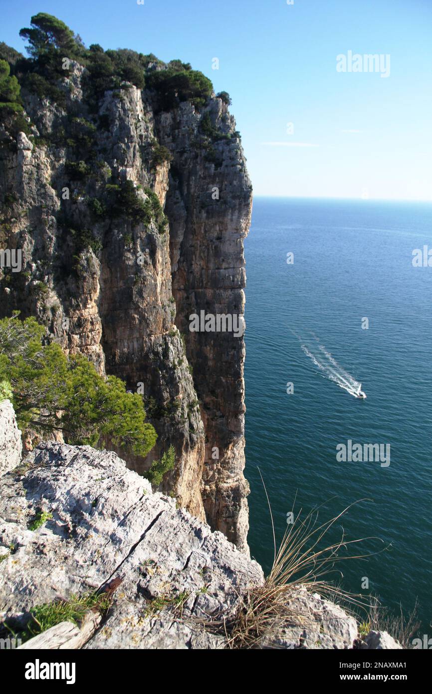 Gaeta, Italy. Landscape with a spectacular cliff at the Tyrrhenian Sea ...