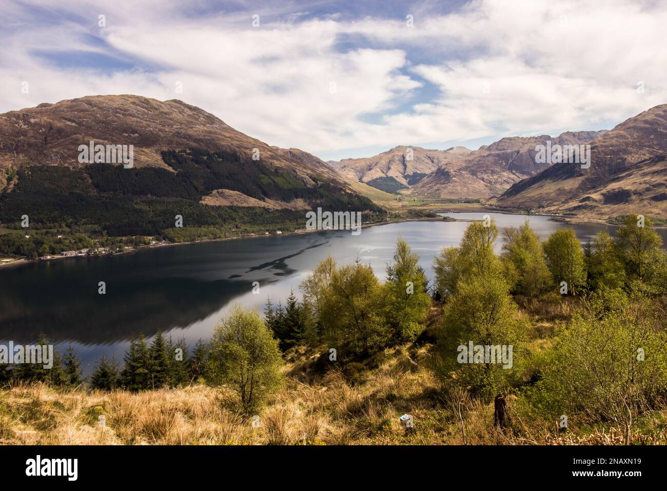 View over Loch Duich and the mountains of Glen shiel at the end of the ...