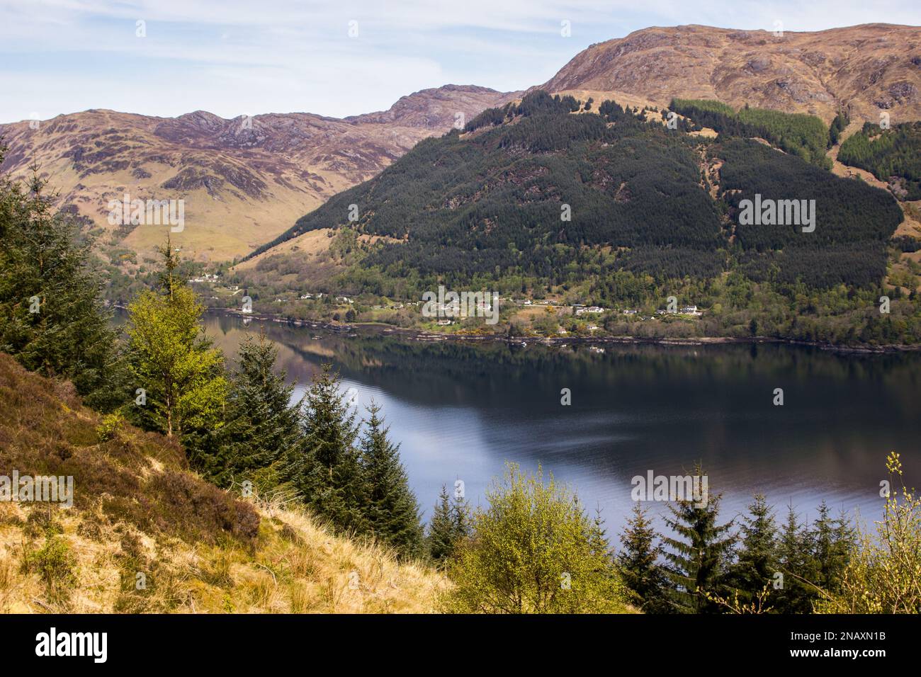 Spectacular view over Loch Duich, reflecting its surroundings, at the ...