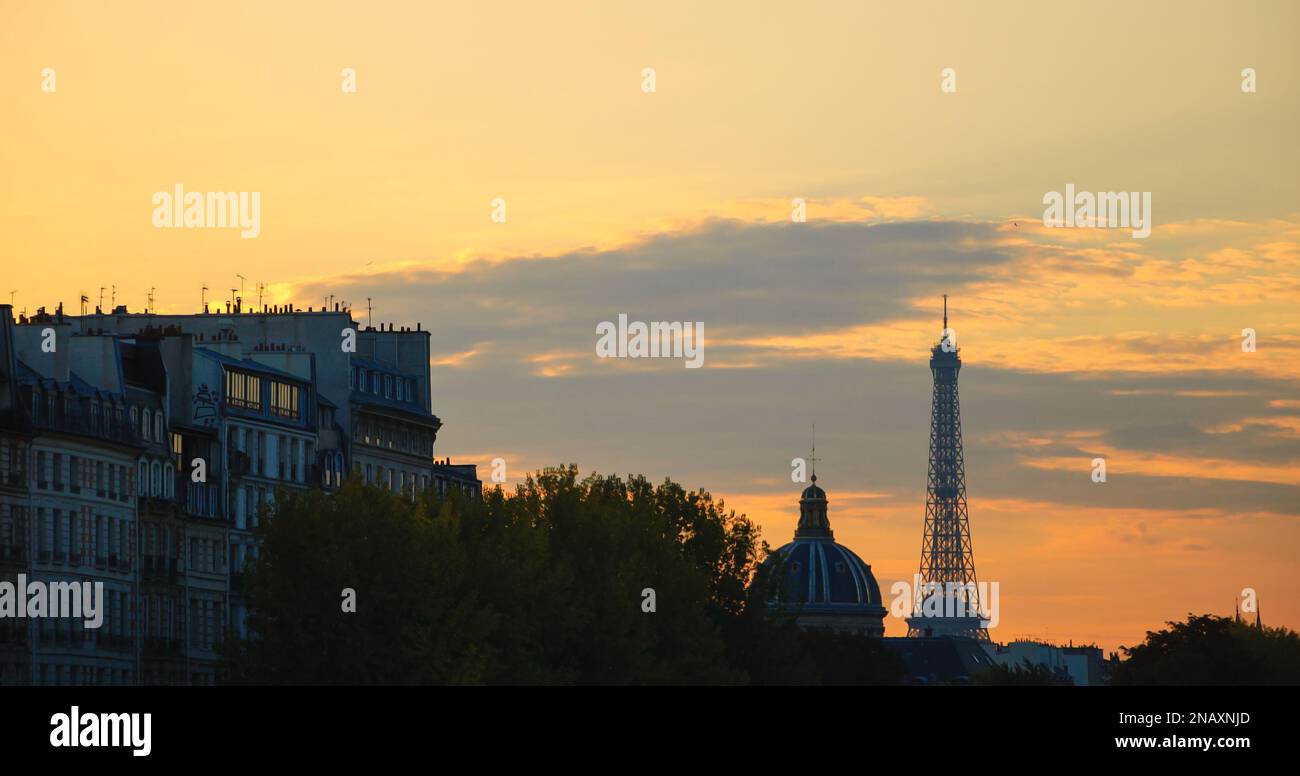 Eiffel tower, dome of Academy of Fine Arts and typical Parisian ...