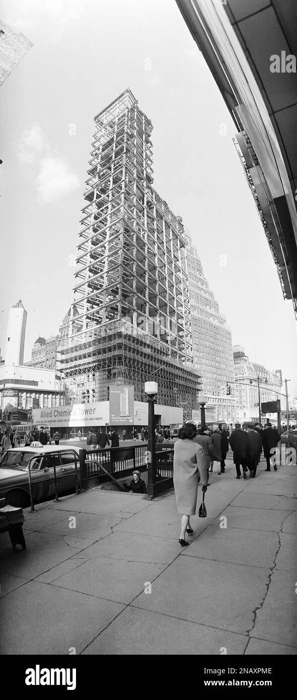 The ornate exterior of the old New York Times tower, which has stood on ...