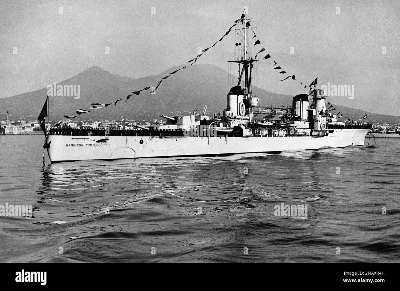 The Italian cruiser, Raimondo Montecuccoli, is leaving Naples, Italy on ...