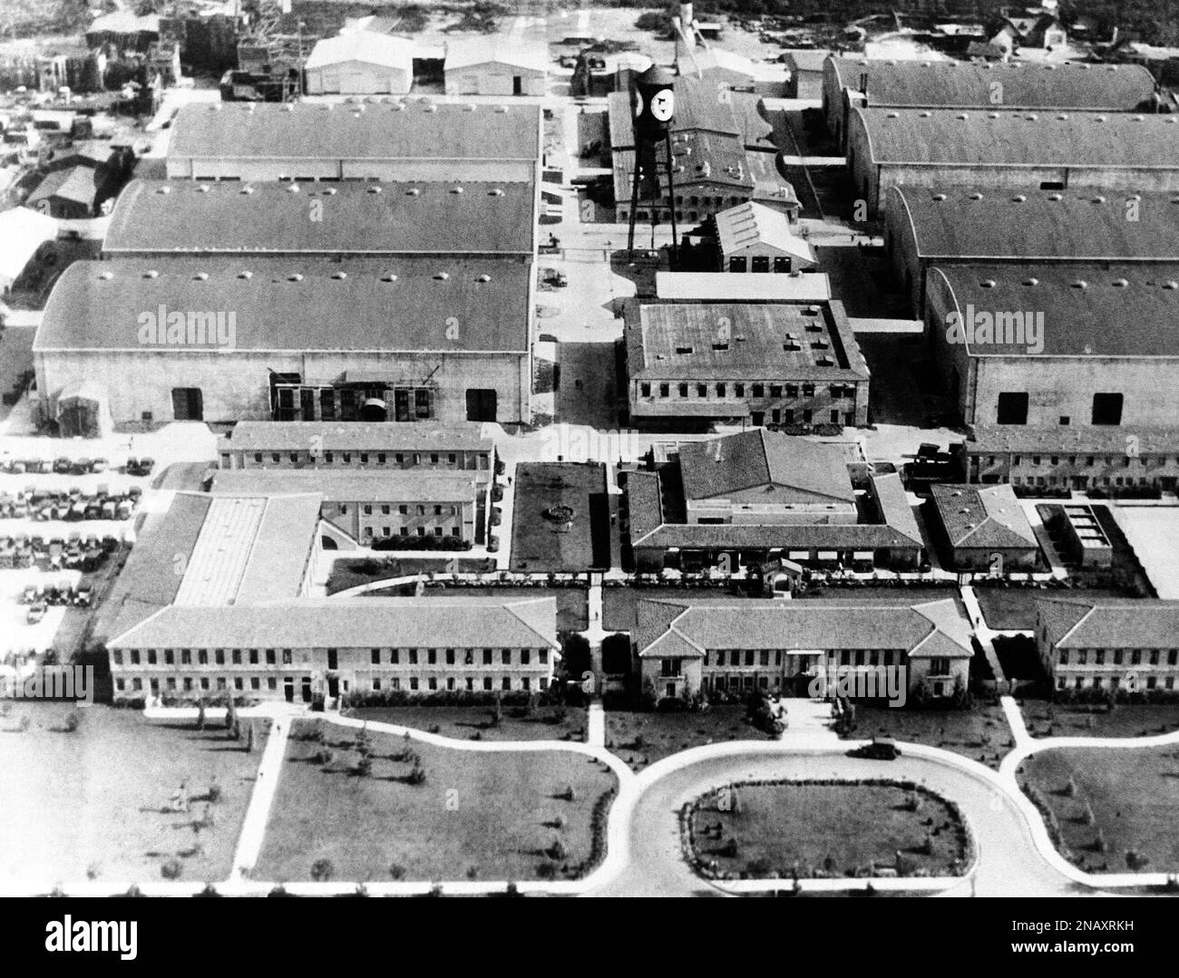 An aerial view of First National Pictures studios which is merged with ...