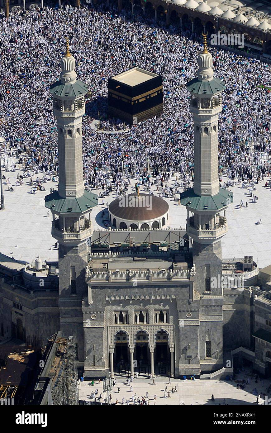 This aerial image made from a helicopter shows Muslim pilgrims moving ...