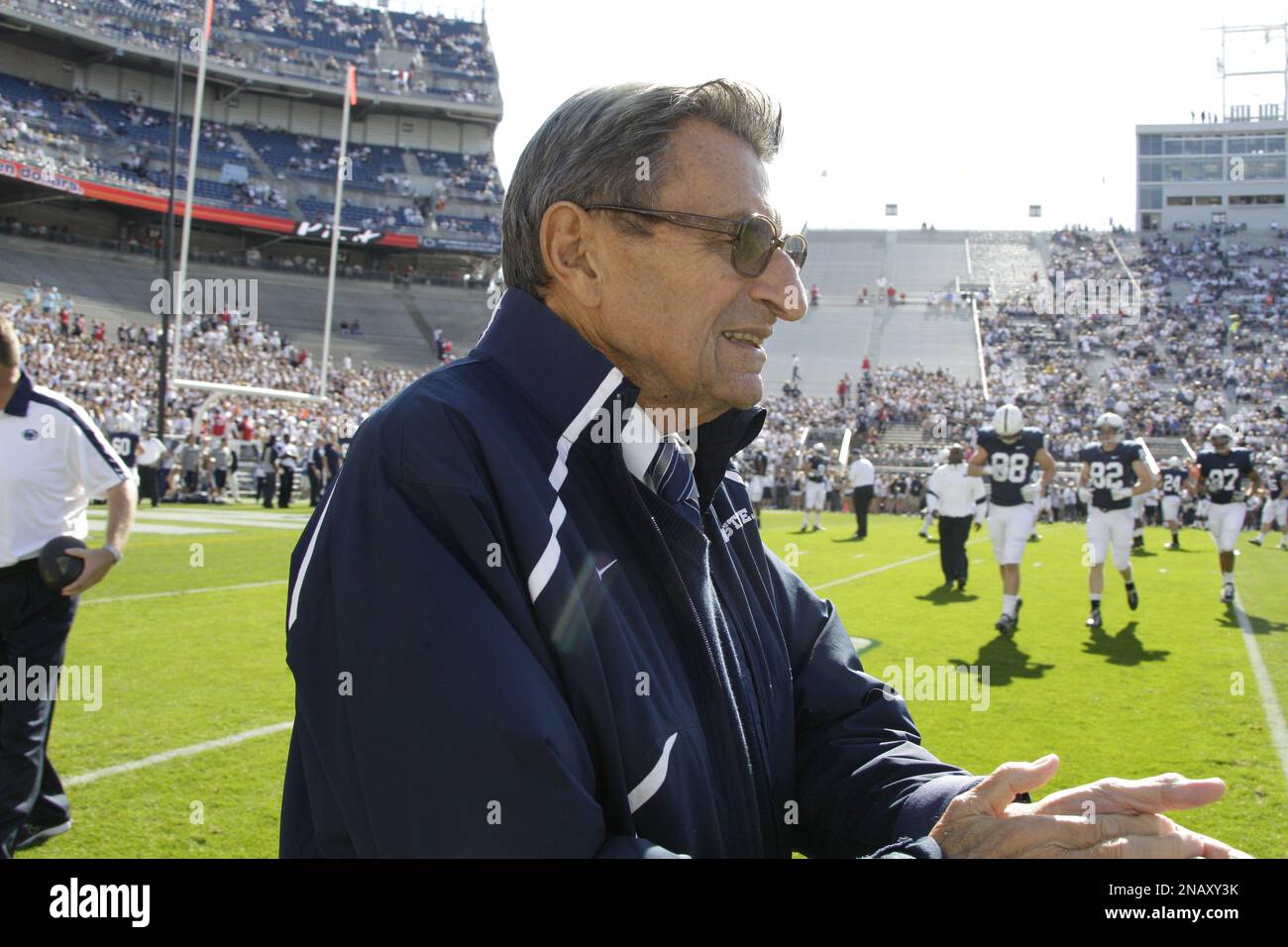 In this Oct. 8, 2011 file photo Penn St. head coach Joe Paterno walks ...